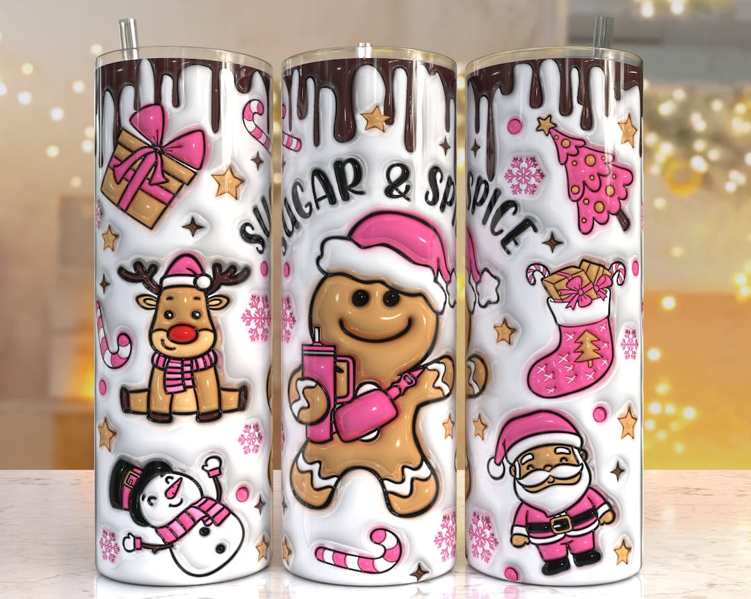 3D Puffy Christmas Inflatable Print Tumbler, Skinny Tumbler, 20 Oz ...