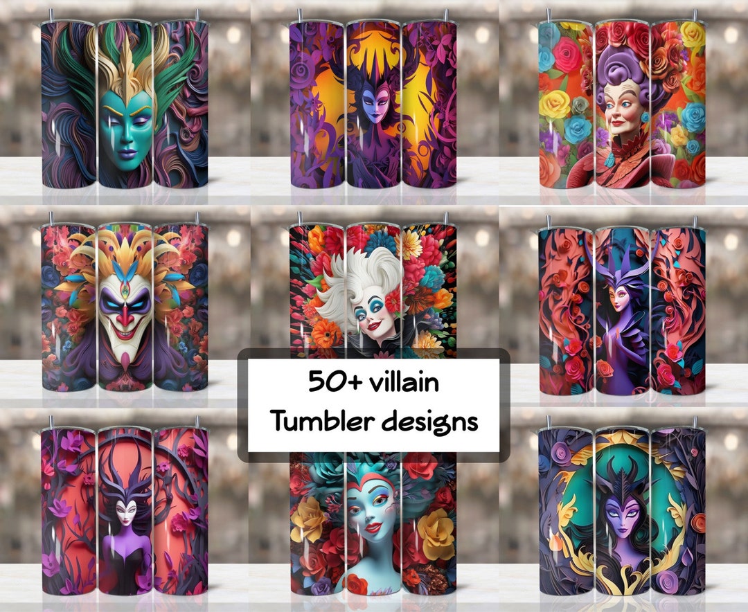 50+ Villain Cartoon Print Tumbler, Skinny Tumbler Wrap, 20 Oz Skinny ...