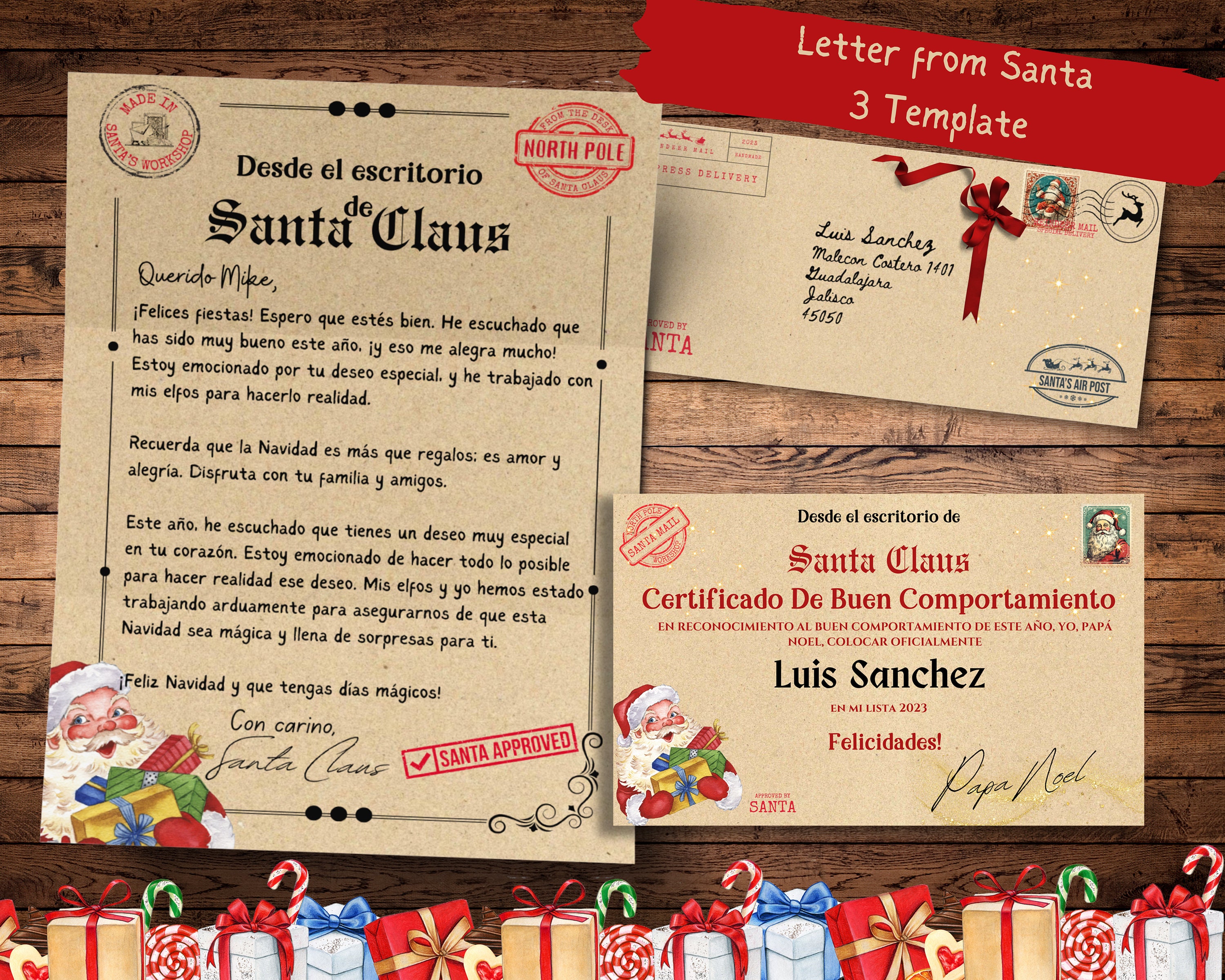 Editable Personalized Spanish Letter From Santa, Nice List Certificate ...