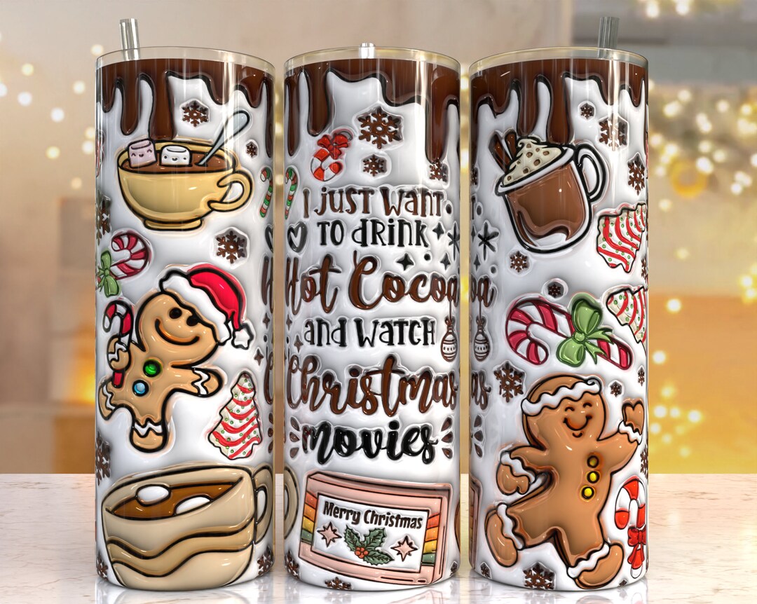 3D Christmas Puffy Inflatable Print Tumbler, Skinny Tumbler, 20 Oz ...