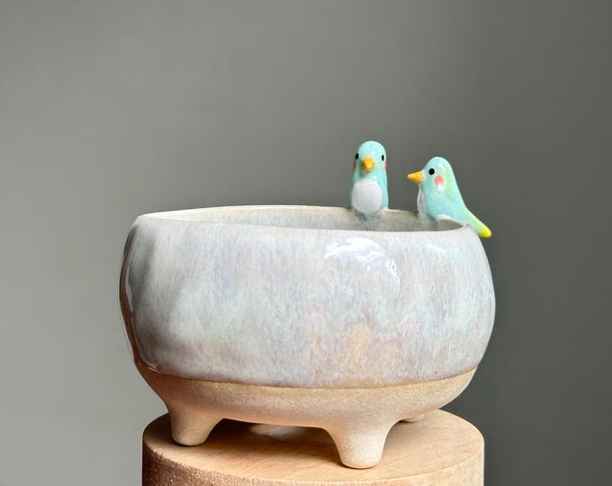 Ceramic Planter/birds Plant Pot/bird Planter/bird Handmade Ceramic Pot ...