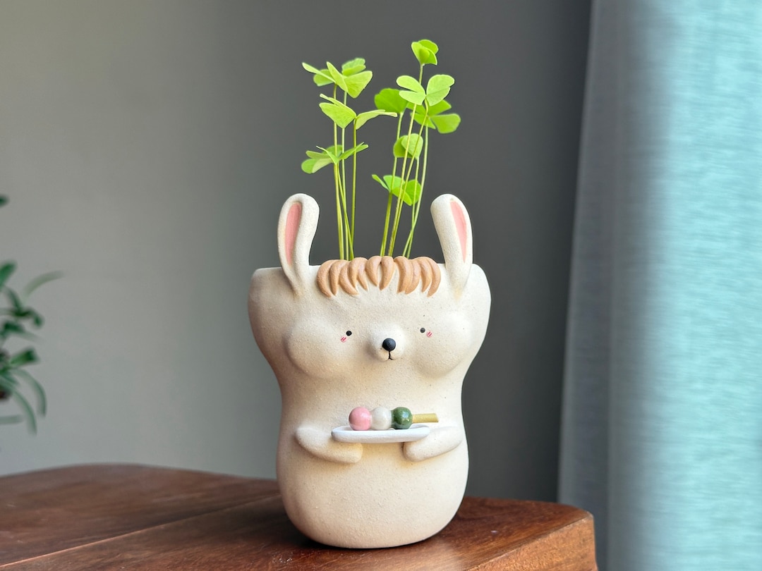 Rabbit Plant Pot/bunny Planter/handmade Ceramic Pot/cute Ceramic Animal ...