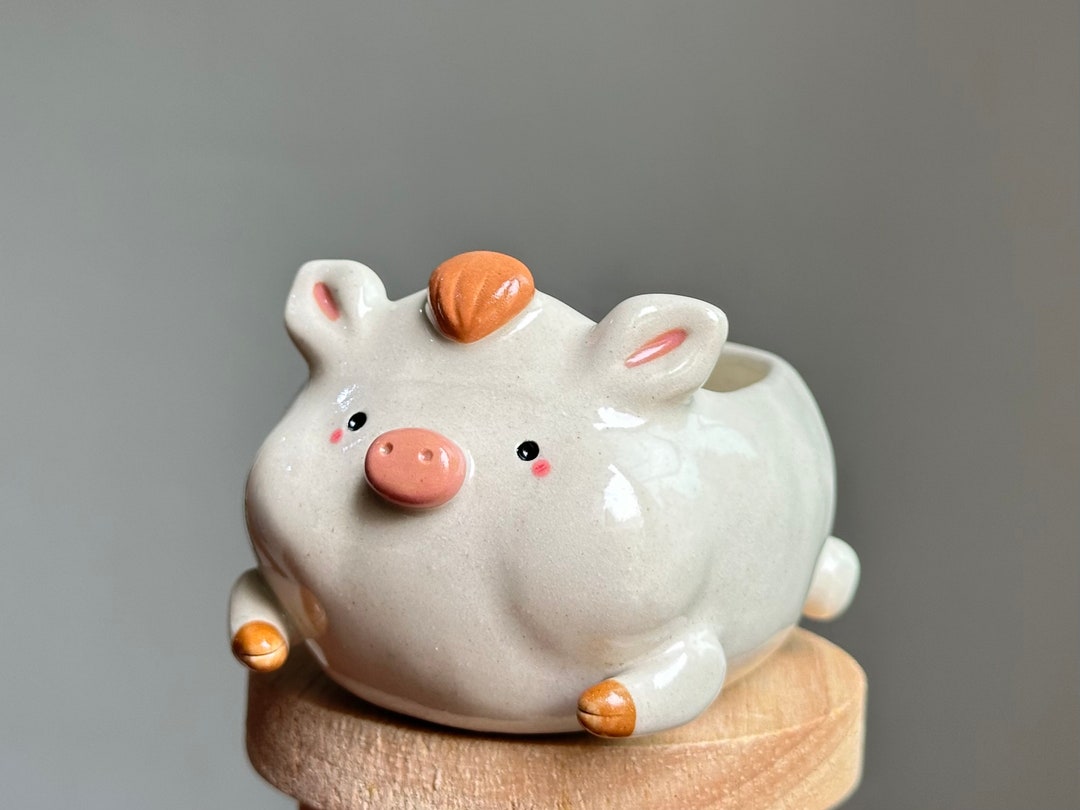 Cute Pig Plant Pot/pig Ceramic Pot/handmade Ceramic Plant Pot /animal ...
