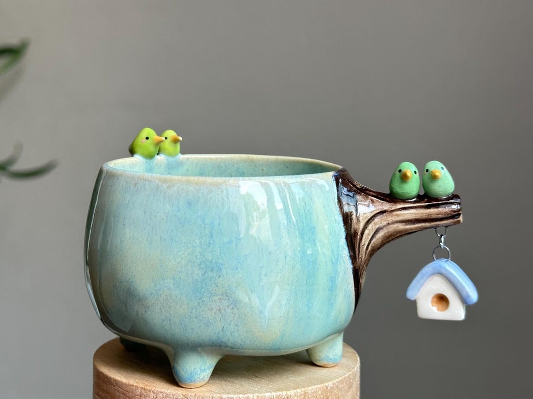 Animal Plant Pot/house Bird Plant Pot/bird Planter/unique Bird Plant ...