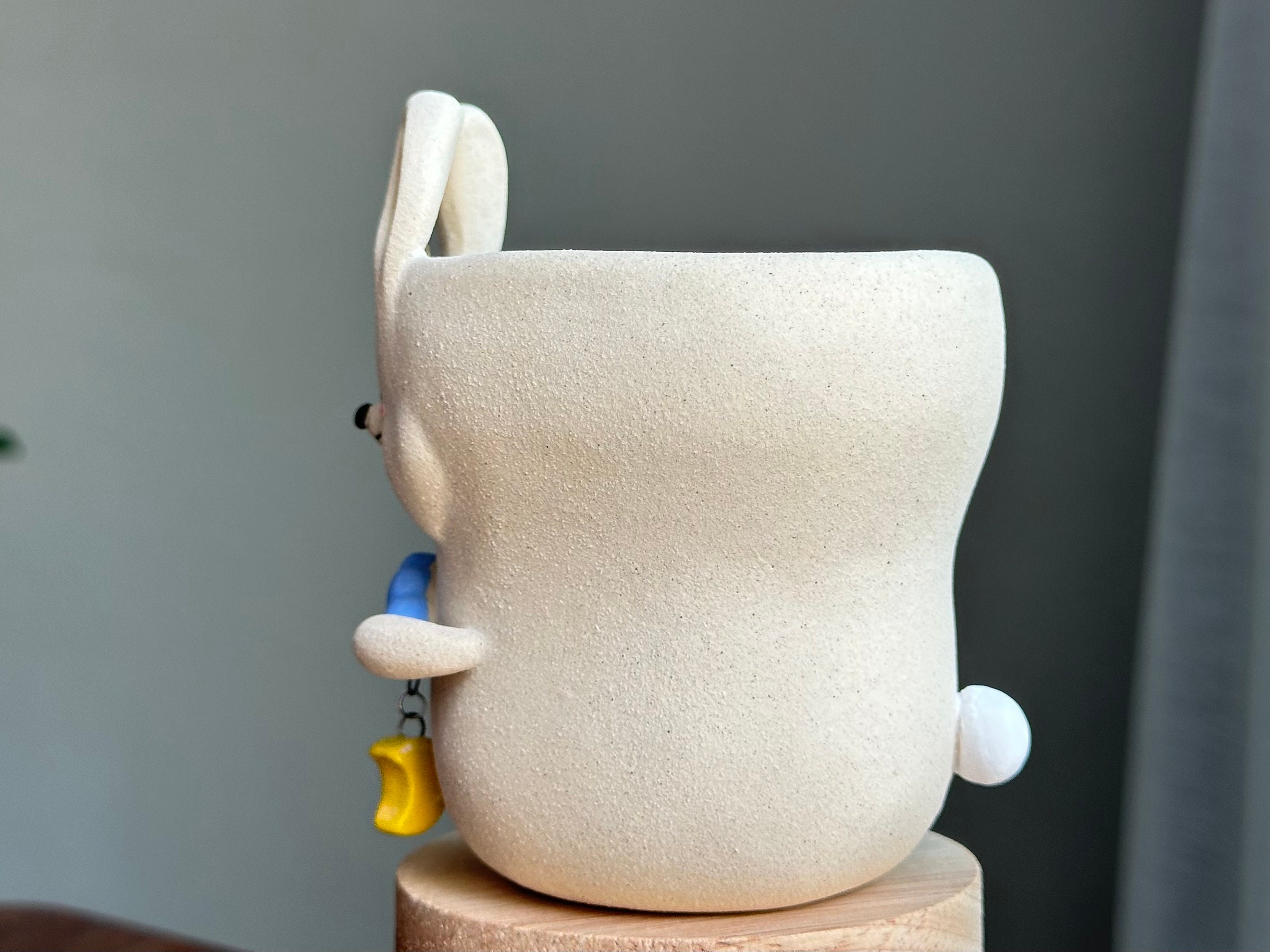 Rabbit Plant Pot/ceramic Planters/rabbit Holding a Cloud Planter/bunny ...