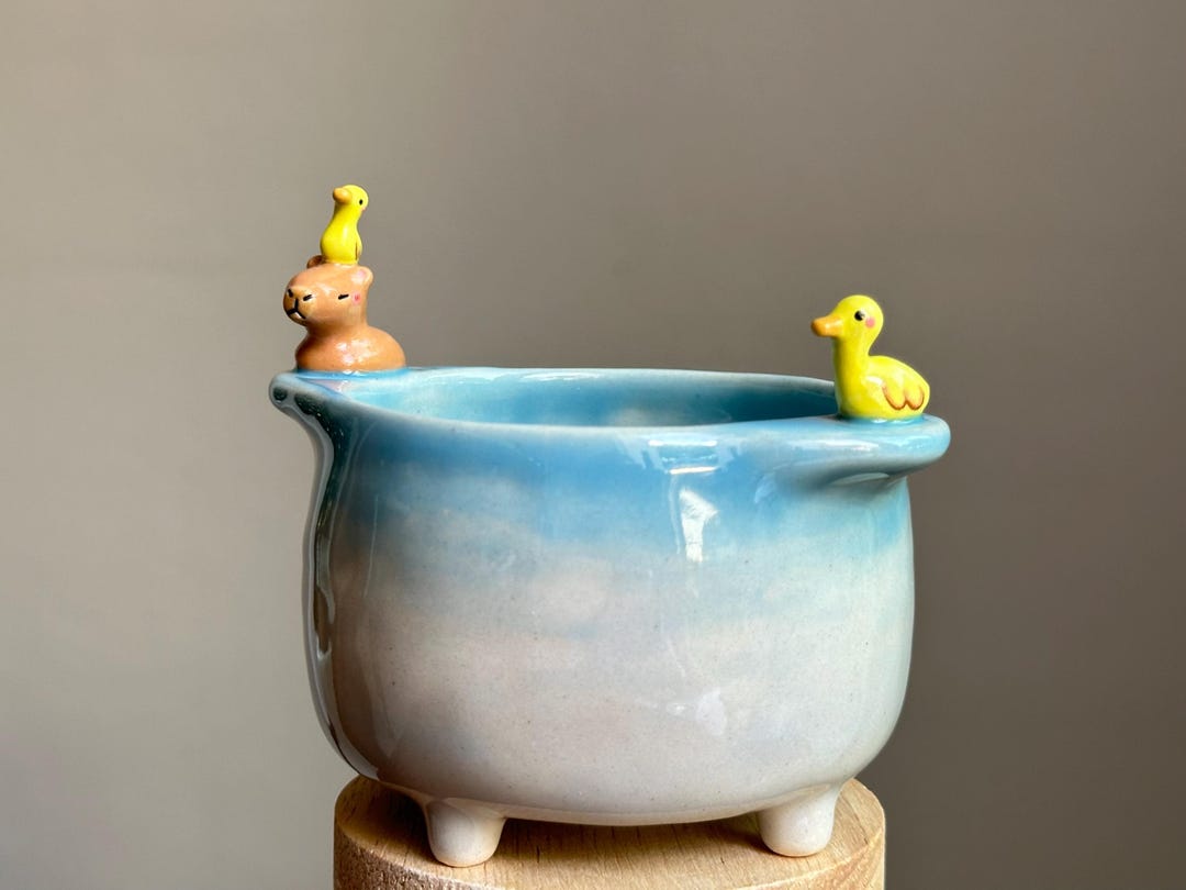 Handmade Capybara Planter,ceramic Duck Plant Pot,capybara-themed Plant ...