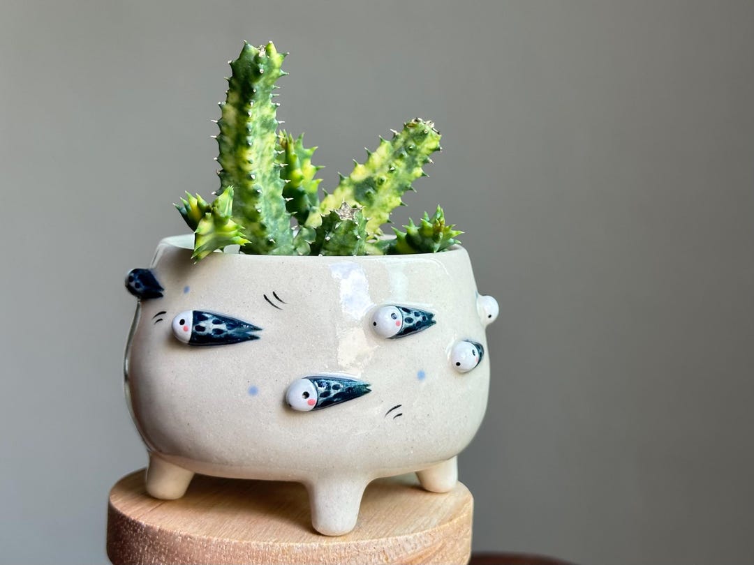 Fish Plant Pot/cute Fish Ceramic Plant Pot/fish Planter/handmade ...