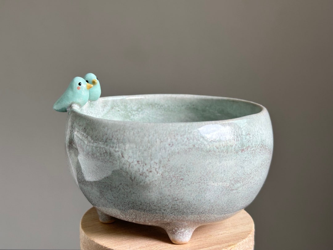 3.5 Inch Pot/bird Plant Pot/two Birds Plant Pot/bird Ceramic Pot ...