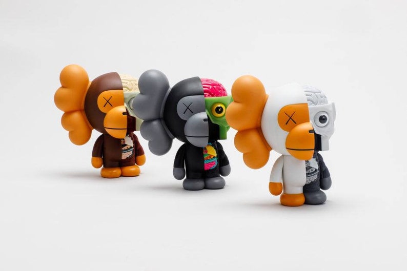 Kaws Bape Dissected Baby Milo Vinyl Figure Companion White Gray Edition ...