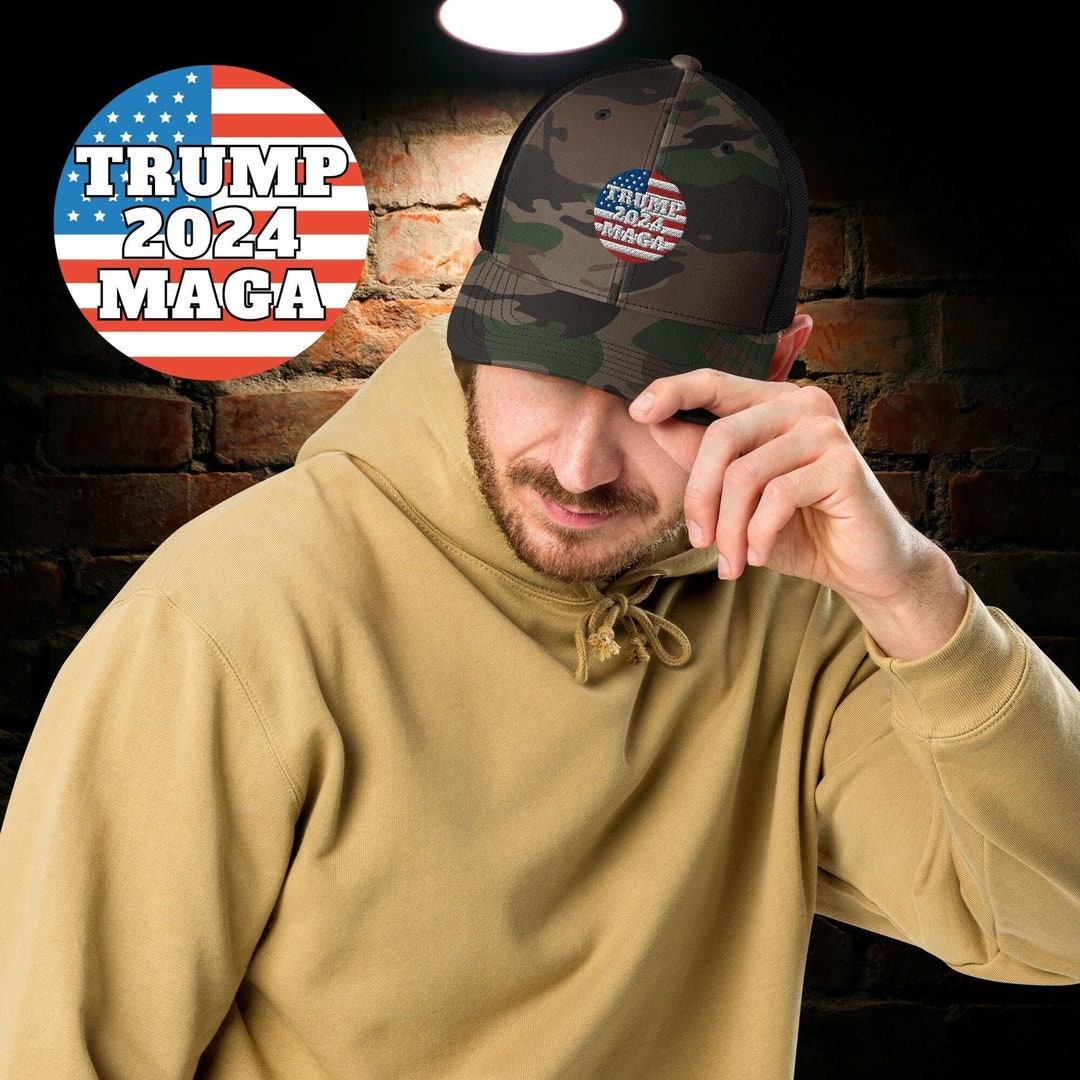 Donald Trump 2024 3D Embroidery Cap, Camouflage USA Flag, Keep America ...