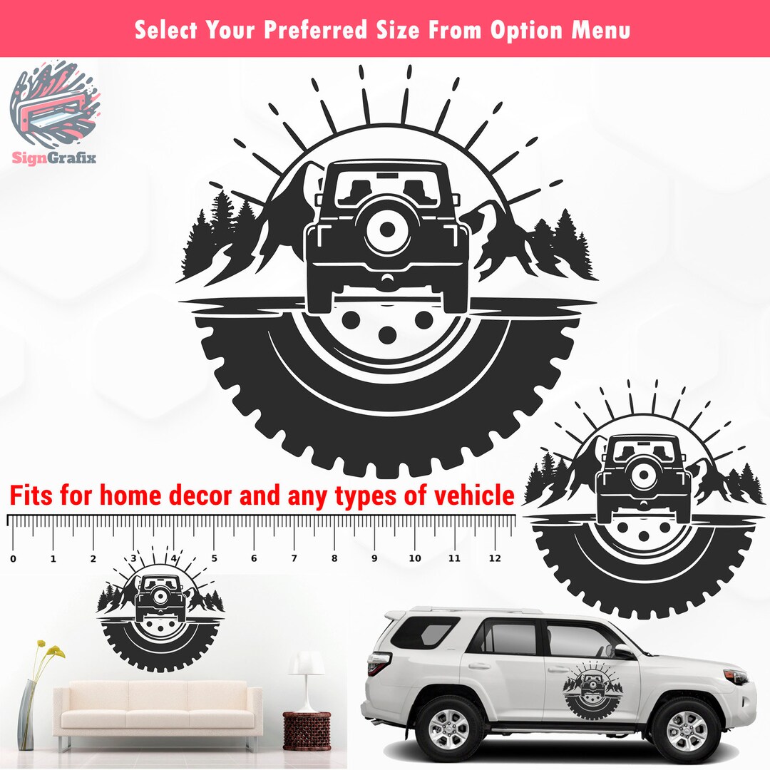 Jeep Spare Wheel Vinyl Decal: Mountain Compass Illustration - Etsy