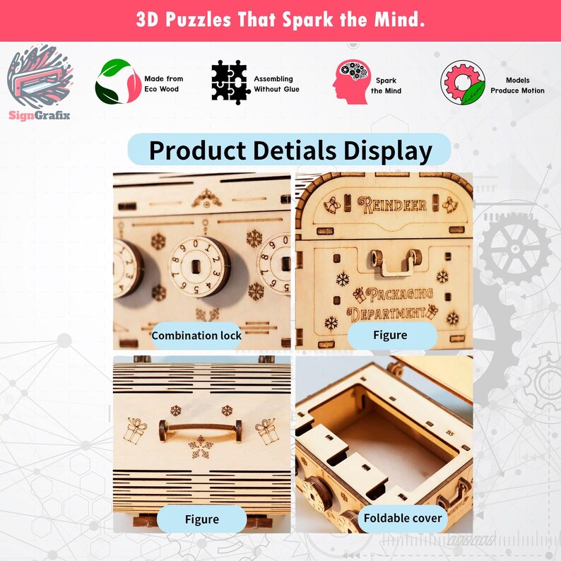 3D Wooden Puzzle Treasure Box Kit – DIY Brain Teaser, Eco Wood - Etsy