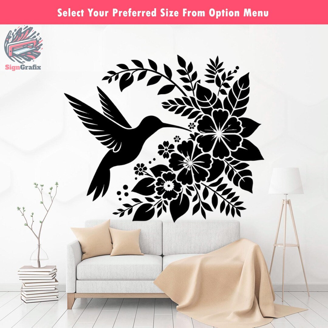 Hummingbird Vinyl Decal: Graceful Floral Design for Home, Car, RV - Etsy