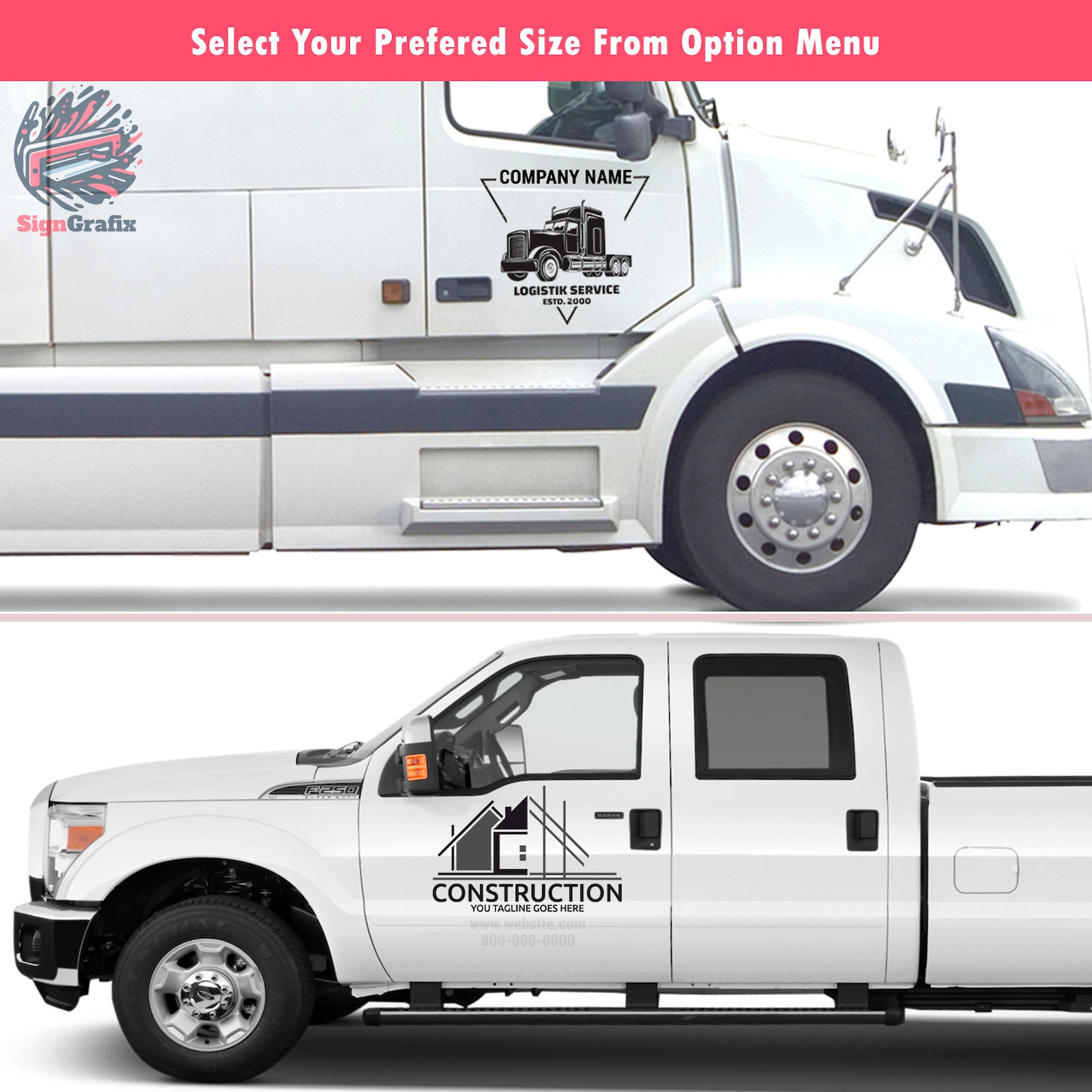 Custom Trucking Logo Vinyl Decal | Custom Trucking Company Logo Name ...