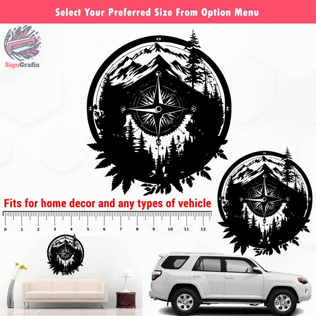 Mountain Compass Vinyl Decal: Rustic RV Camper Off-road Decor - Etsy