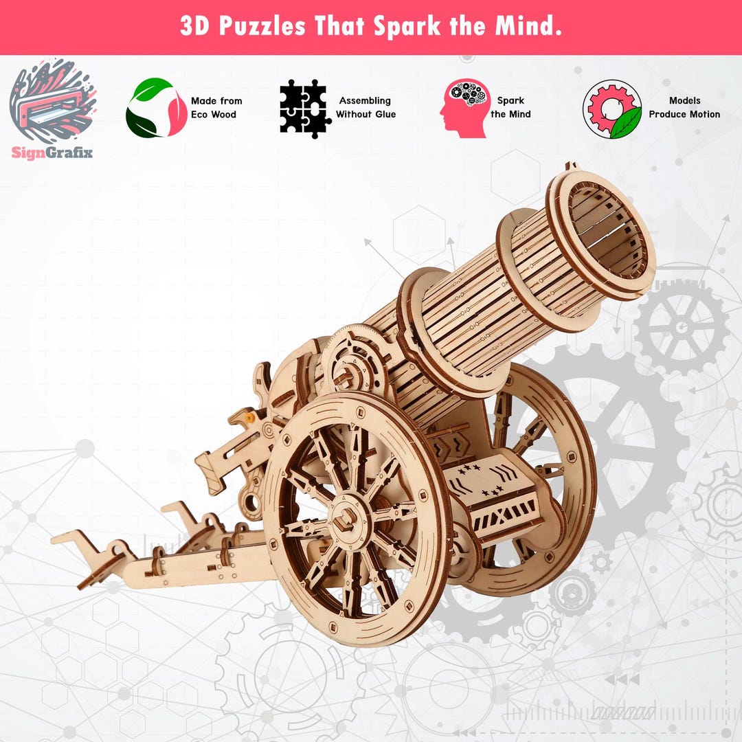 3D Wooden Cannon Puzzle Kit: DIY Vintage Model, Fun Building Project - Etsy