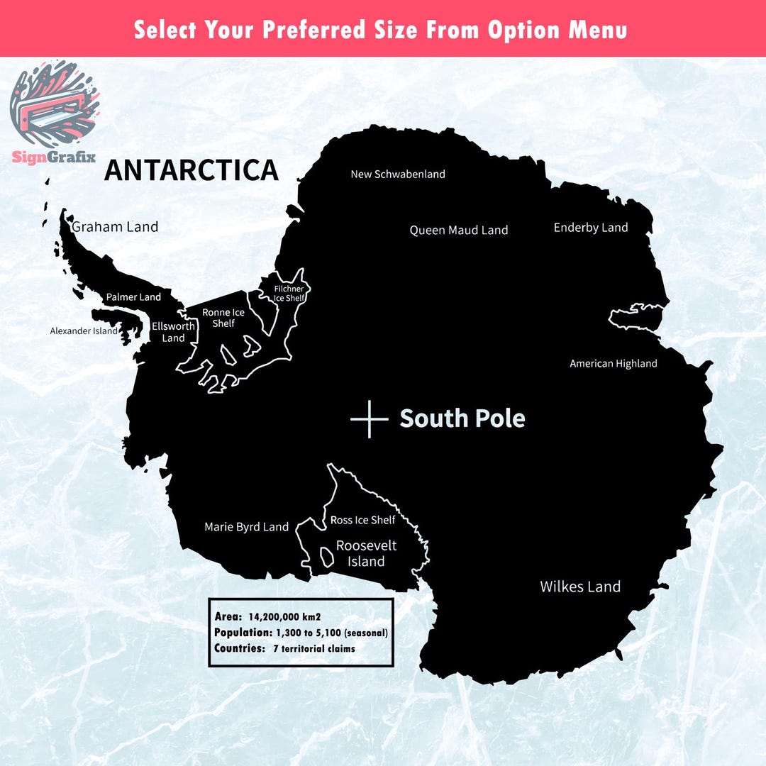 Antarctica Map, Antarctica Map Decal, Antarctica Vinyl Decal ...