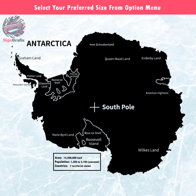 Antarctica Map Vinyl Decal: Educational Wall Sticker - Etsy