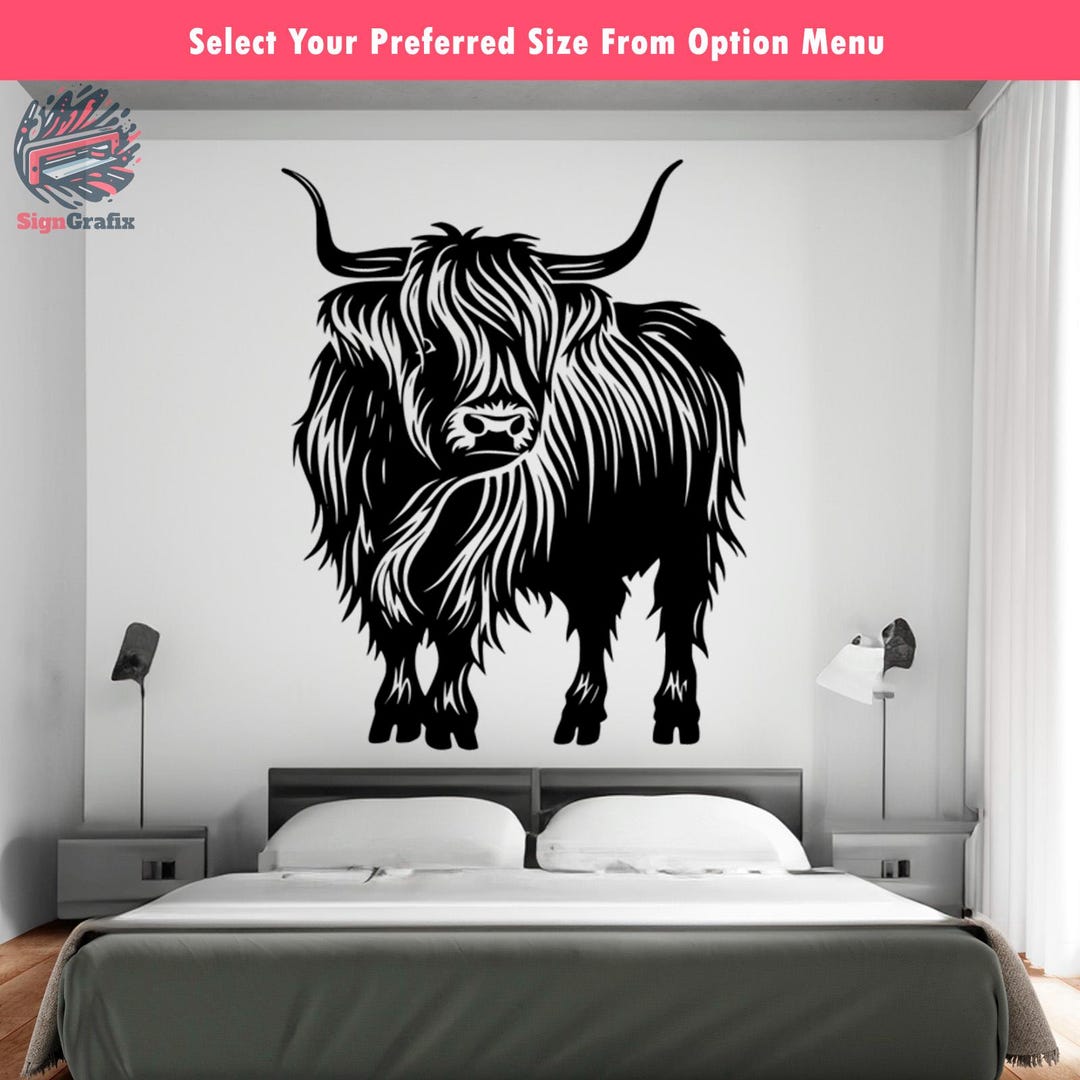 Highland Cow Vinyl Decal - Rustic and Charming Design for Home Walls ...