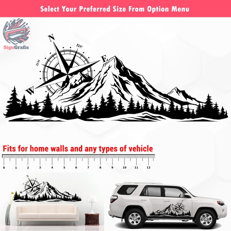 Forest Compass Vinyl Decal – Nature Inspired Design for Cars, Rvs, Home ...