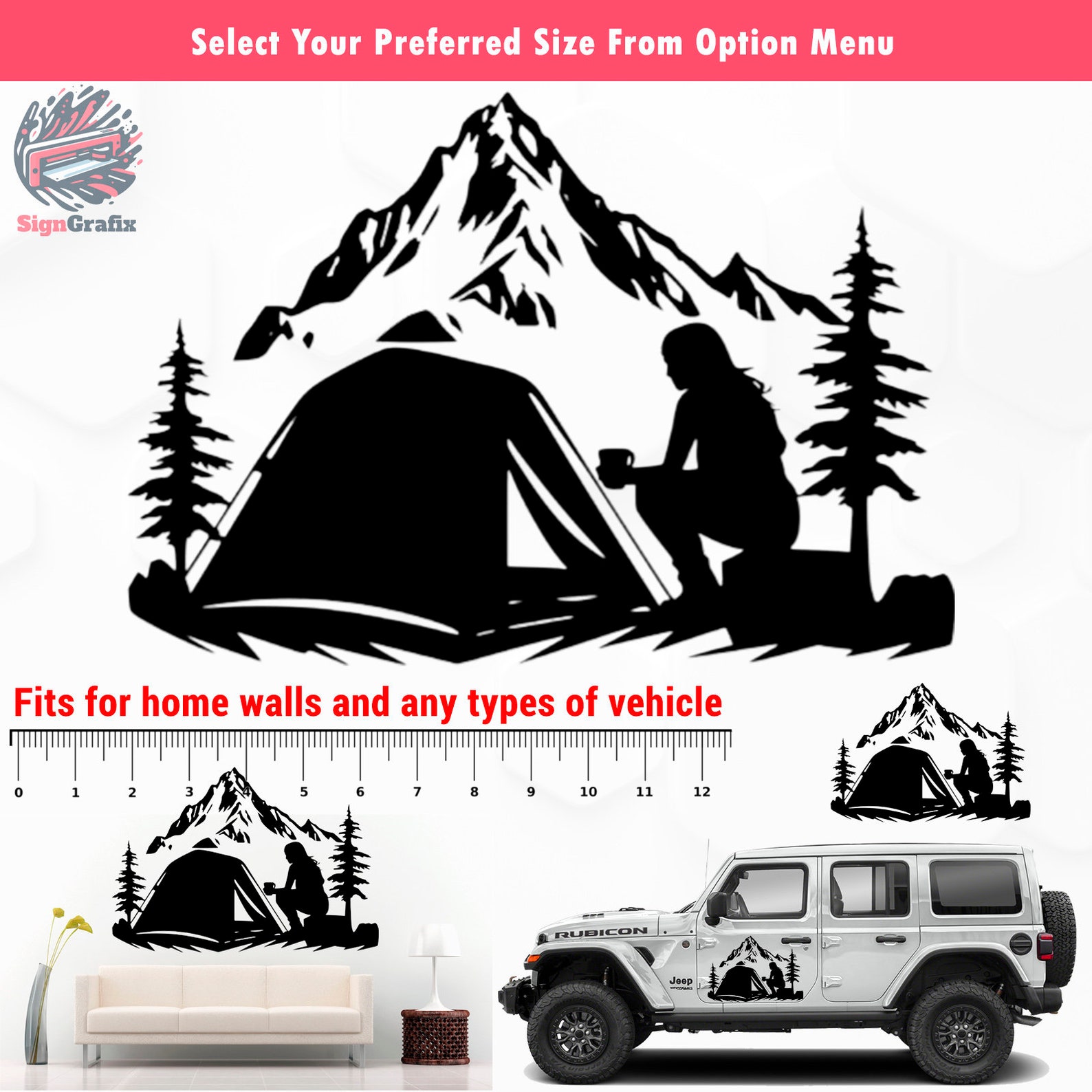 Mountain Camping Vinyl Decal | Adventure Vinyl Decal | RV, Camper Vinyl ...
