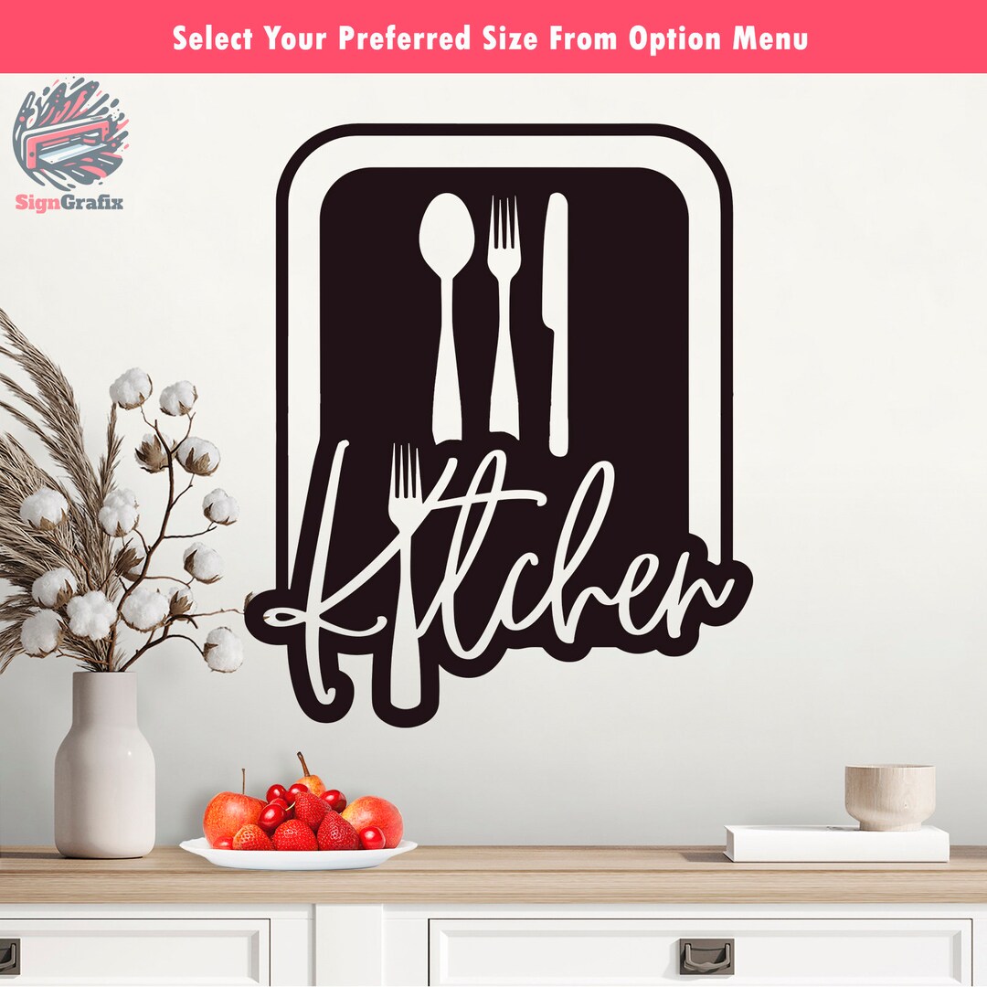 Kitchen Wall Vinyl Decal Kitchen Wall Decor Kitchen Utensils Sticker ...