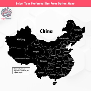 China Map, China Province Map Decal, China Map Vinyl Decal, China Map ...