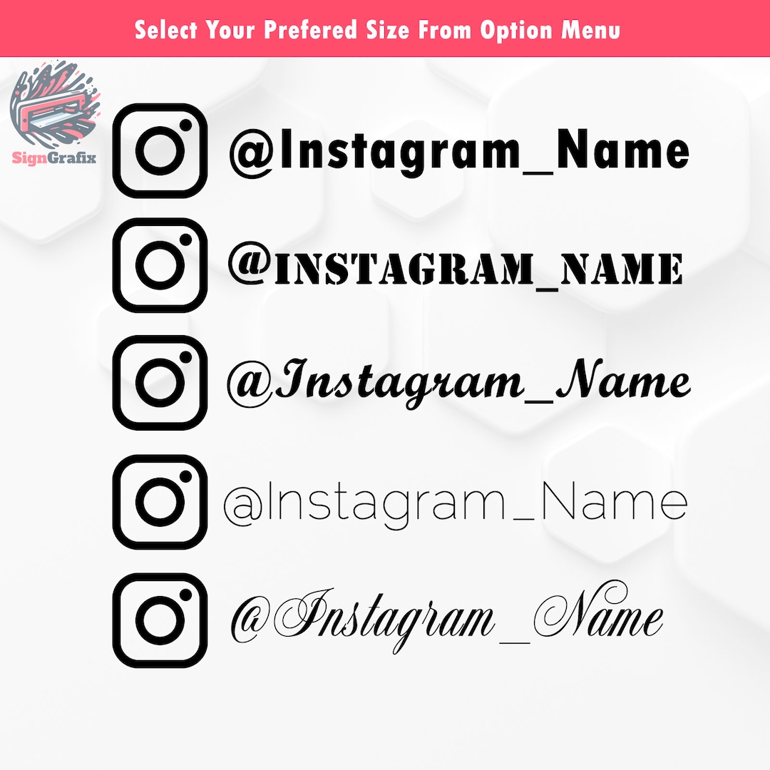 Custom Instagram Vinyl Decal for Cars, Windows, Storefront Window ...