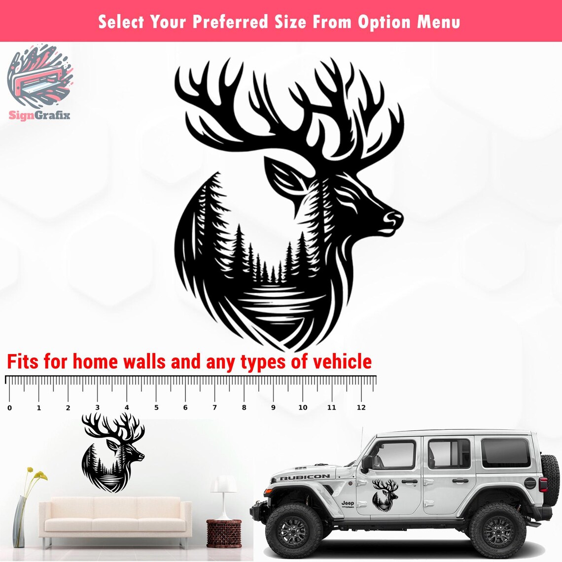 Deer Head Vinyl Decal: Elegant Nature-inspired Wall Art - Etsy