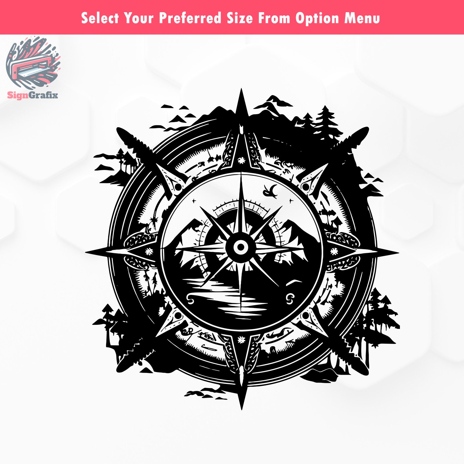 Mountain-themed Compass Vinyl Decal Suitable for Rvs, Campers, and Off ...