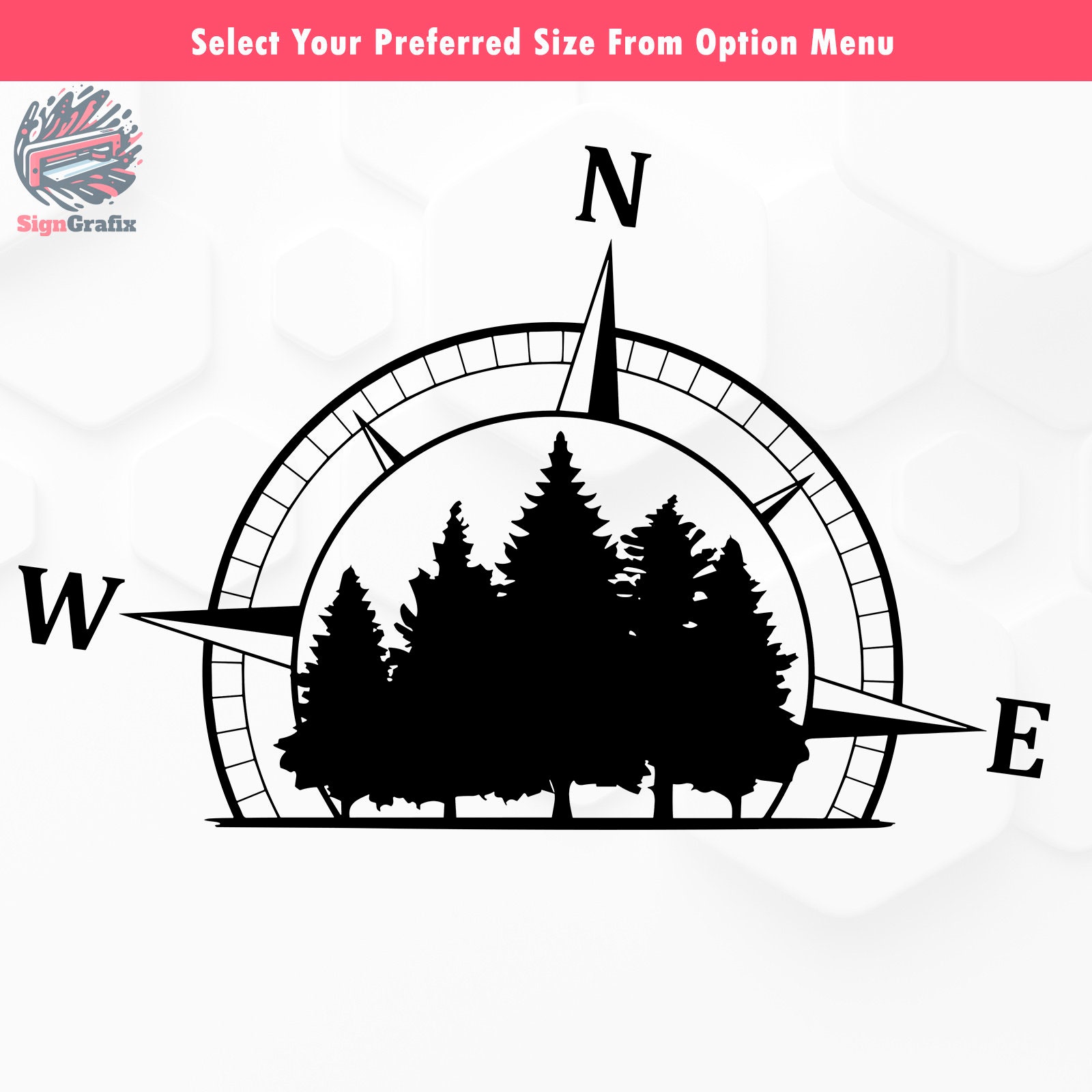 Compass Vinyl Decal Mountain Illustration | Compass Vinyl Decal for RV ...