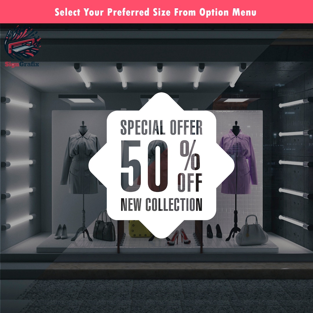 Store Sale Vinyl Decal Window Sale Sign Decal Discount Store Vinyl ...