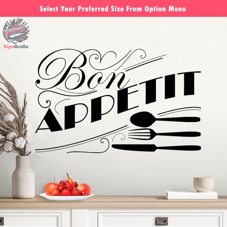 Bon Appetit Kitchen Wall Decal | Bon Appetit Restaurant Wall Decal ...
