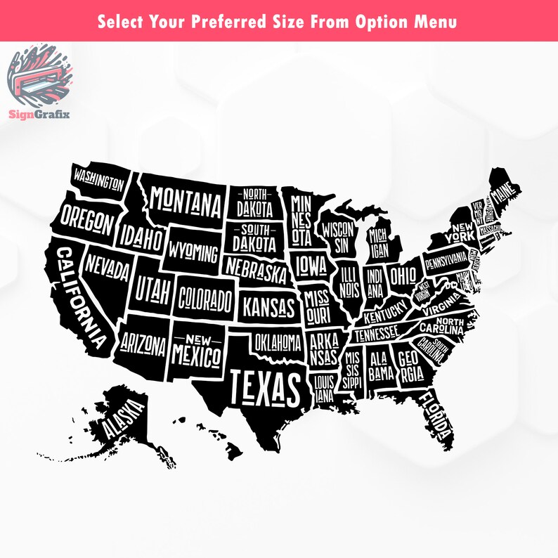 USA Map Vinyl Decal: United States Wall Decor - Etsy Australia