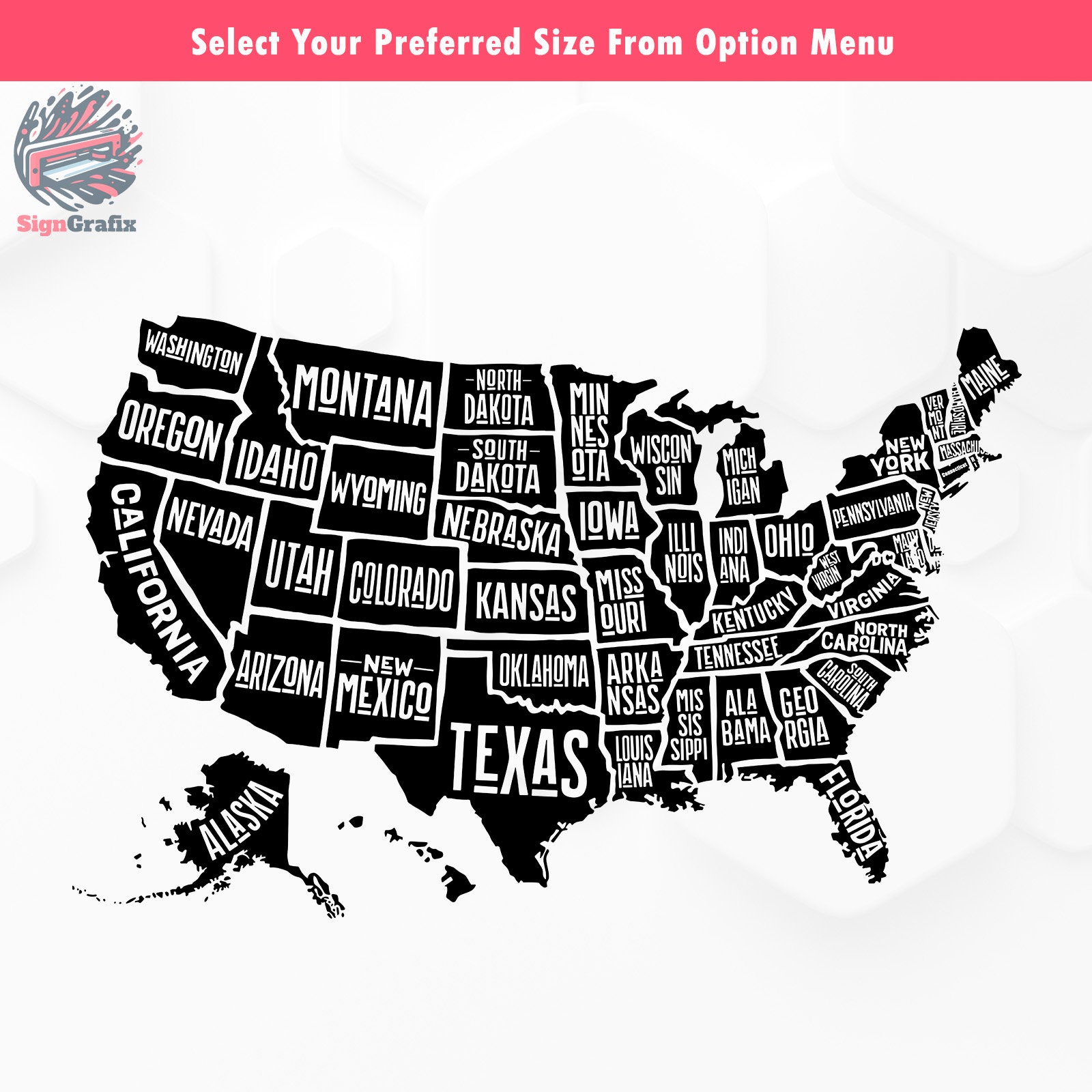 USA Map Vinyl Decal: United States Wall Decor - Etsy