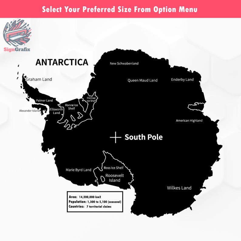 Antarctica Map Vinyl Decal: Educational Wall Sticker - Etsy