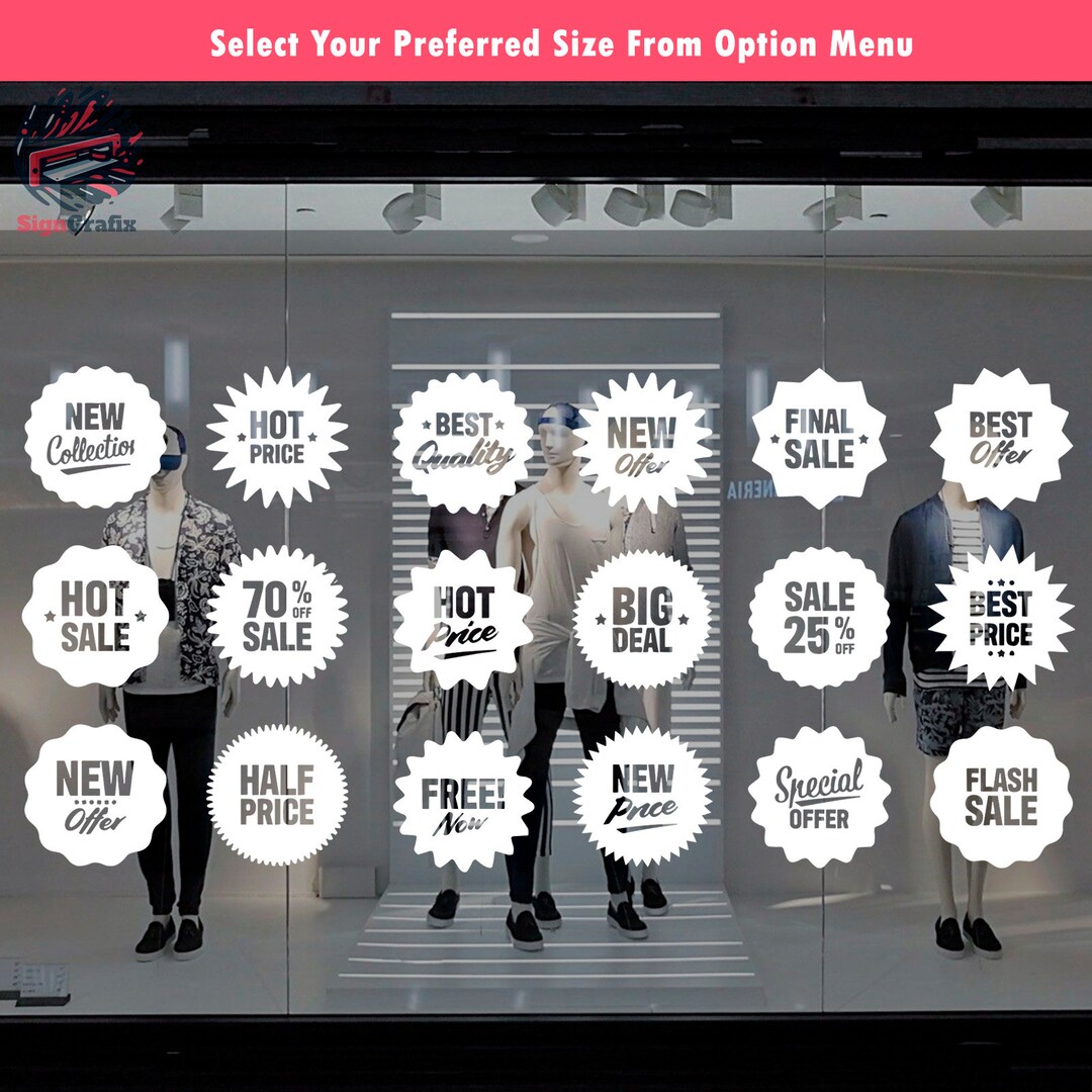 Store Sale Vinyl Decal | Window Sale Sign Decal | Discount Store Vinyl ...