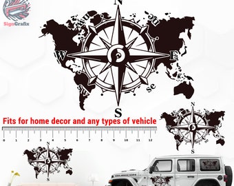 Compass Vinyl Decal Mountain Illustration Compass Vinyl Decal for RV ...