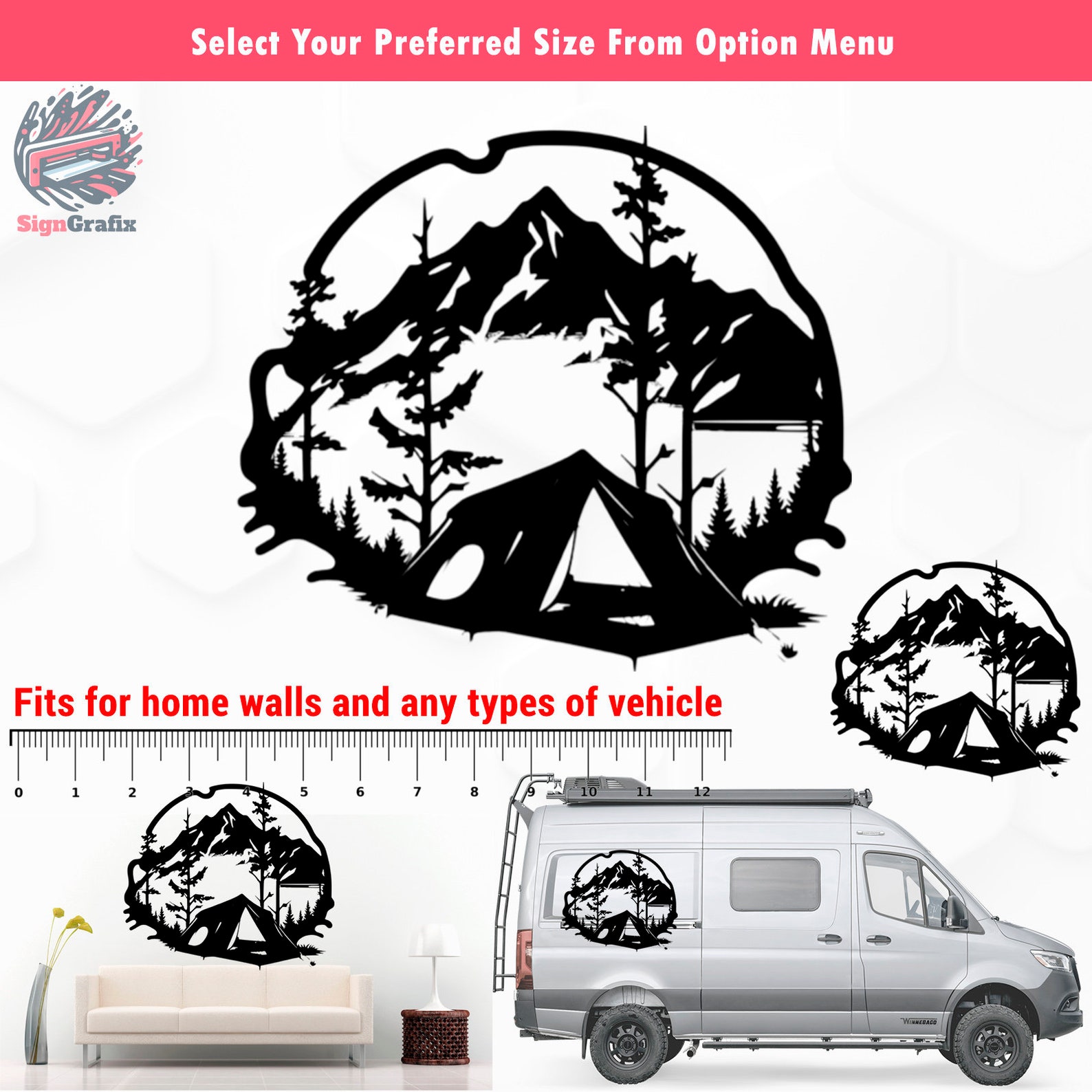 Mountain Camping Vinyl Decal | Adventure Vinyl Decal | RV, Camper Vinyl ...