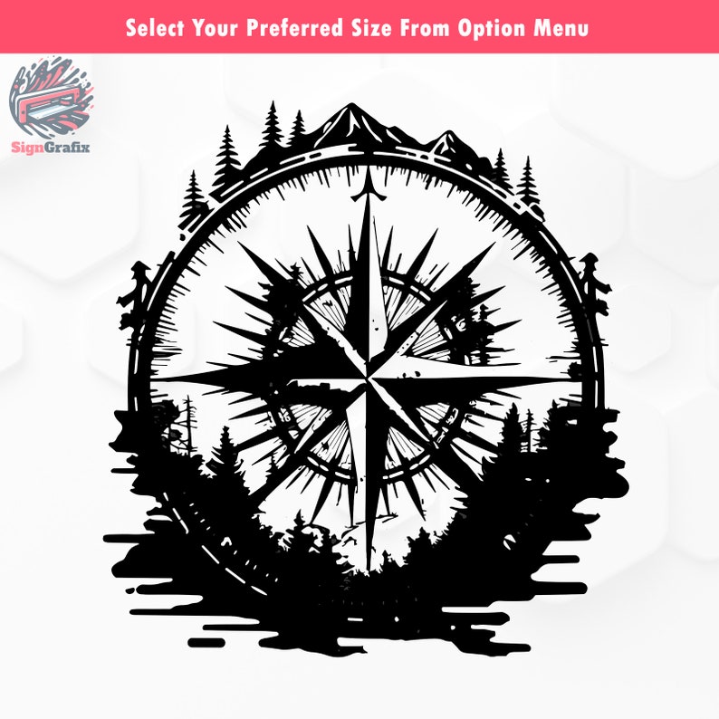 Mountain-themed Compass Vinyl Decal | Suitable for Rvs, Campers, and ...