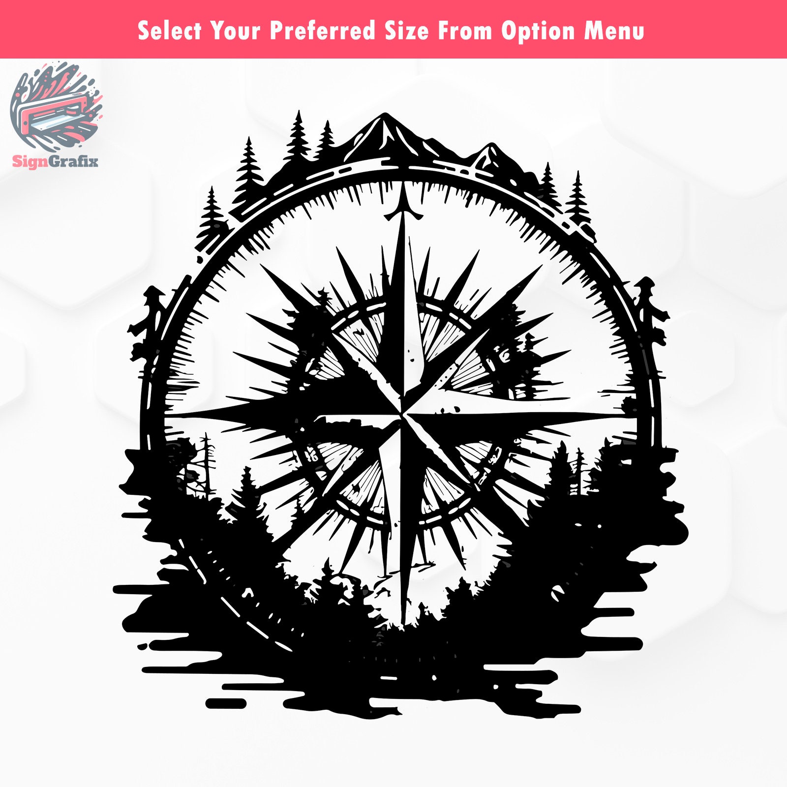 Mountain-themed Compass Vinyl Decal | Suitable for Rvs, Campers, and ...