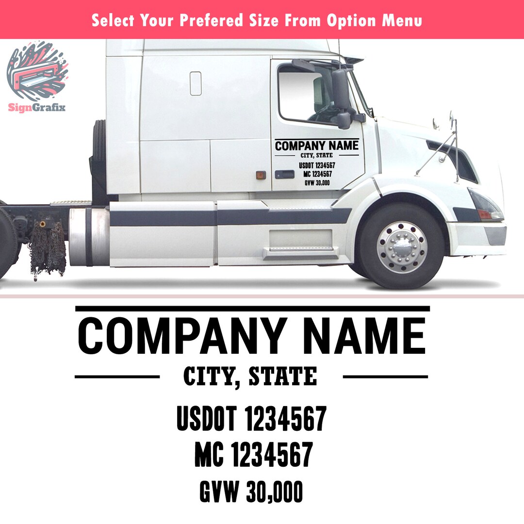 Custom Trucking US DOT Vinyl Decal | Custom Trucking Company Name Sign ...