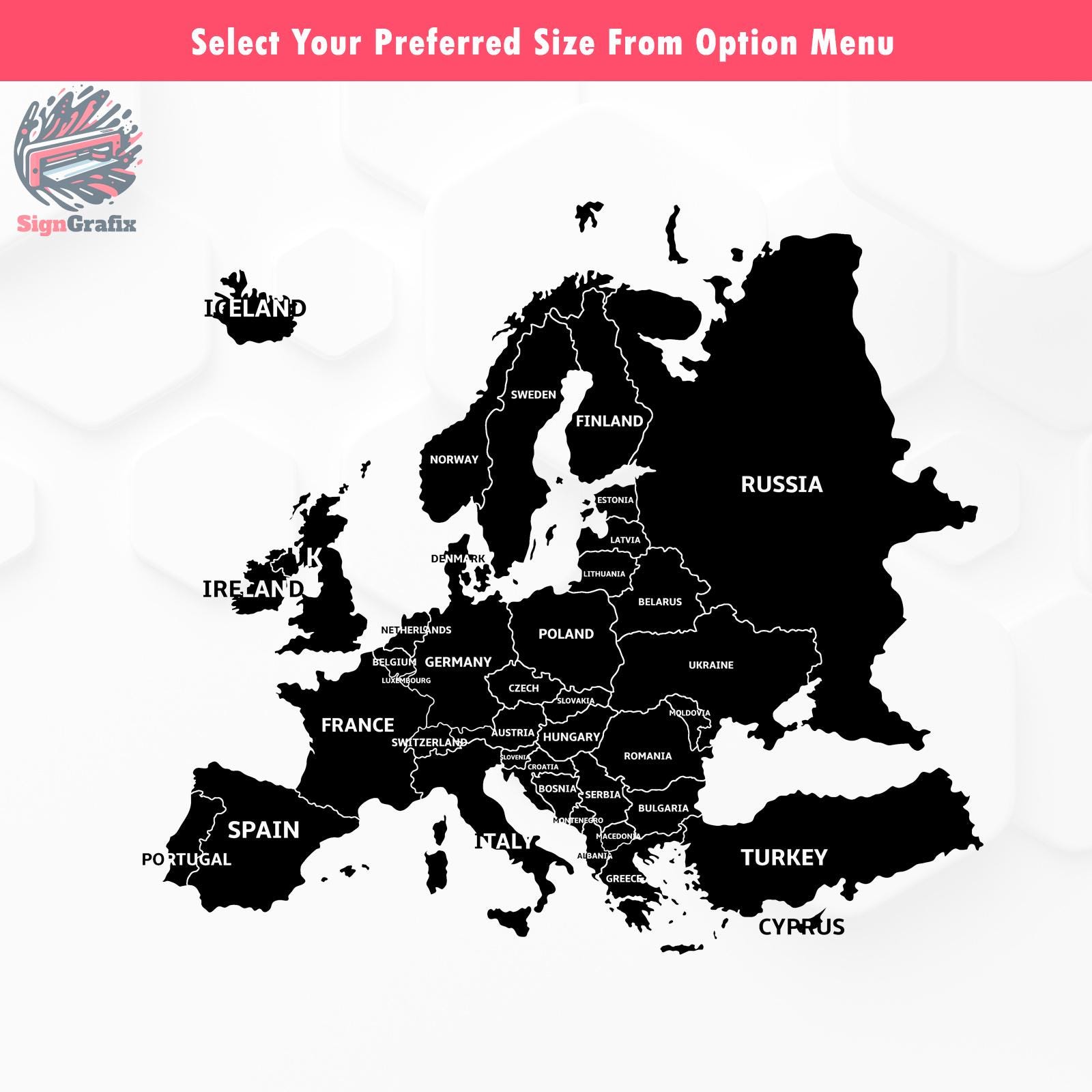 Europe Vinyl Decal, Europe Map Decal, Europe Map Wall Decal, Europe Map ...