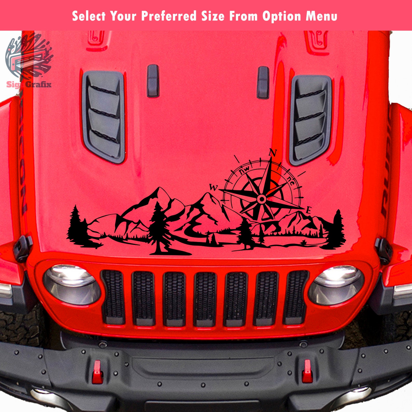 Compass Vinyl Decal Mountain Illustration Compass Vinyl Decal for RV ...