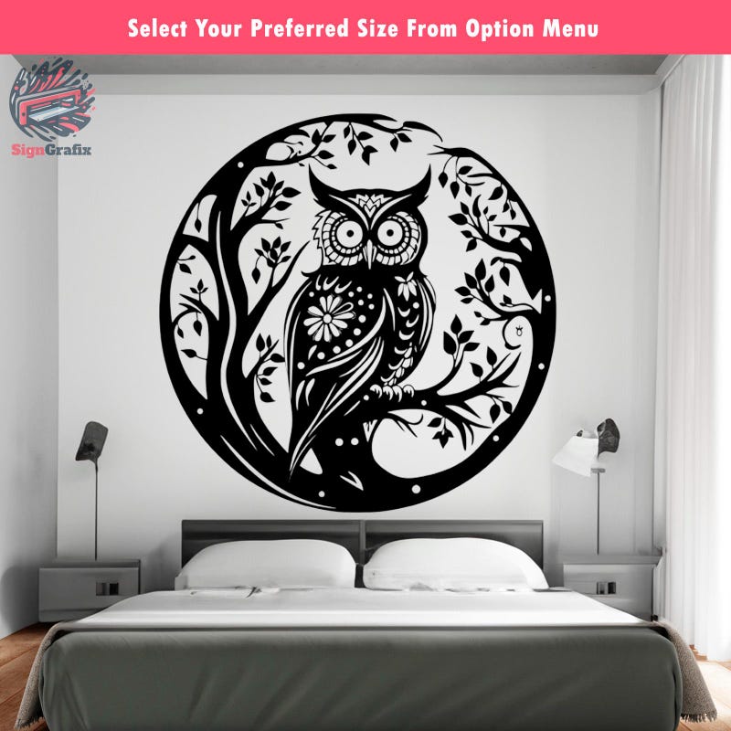 Owl Wall Decal - Etsy