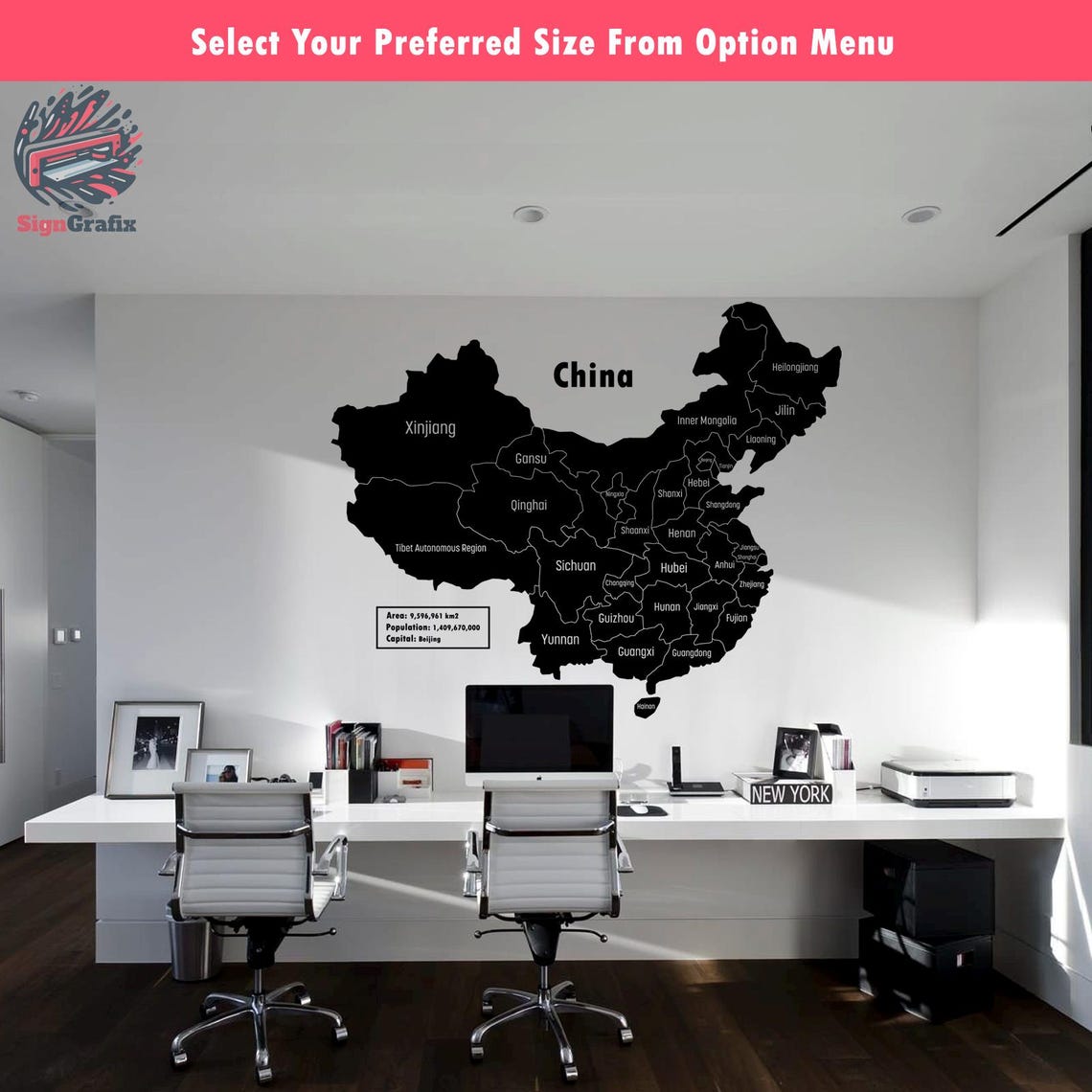 China Map, China Province Map Decal, China Map Vinyl Decal, China Map ...