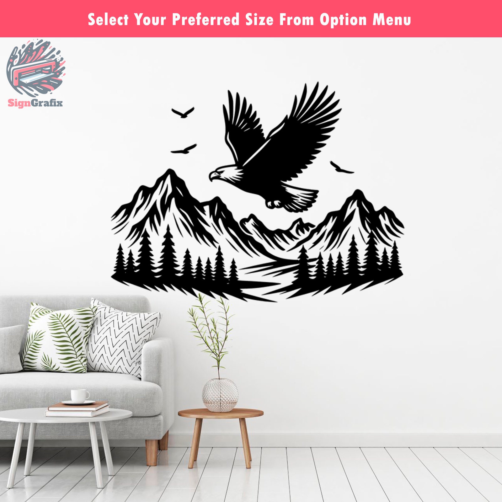 Eagle Soaring Over Mountains Vinyl Decal: Car, RV, Wall Art - Etsy