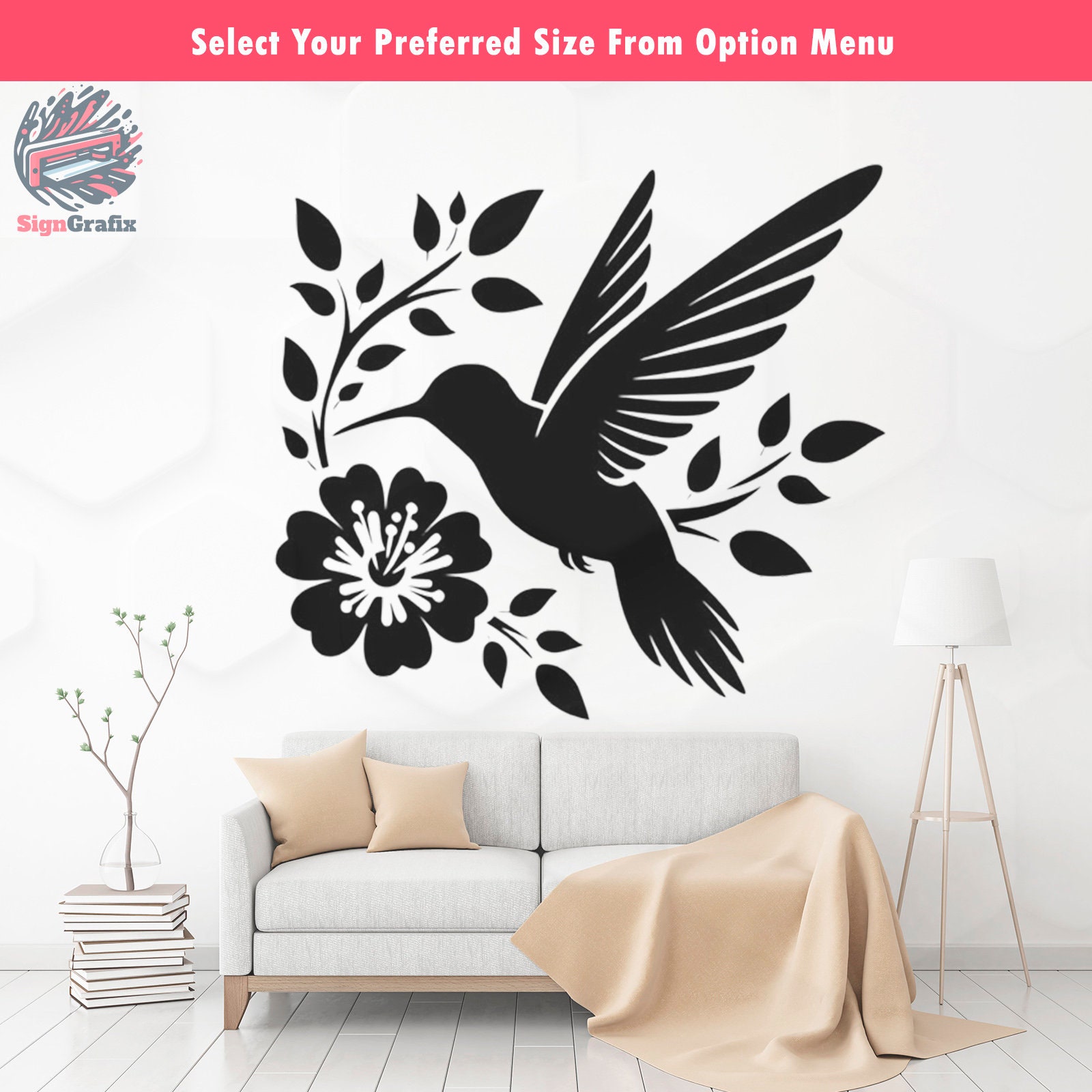 Graceful Hummingbird Vinyl Decal, Hummingbird Decal, Elegant and ...