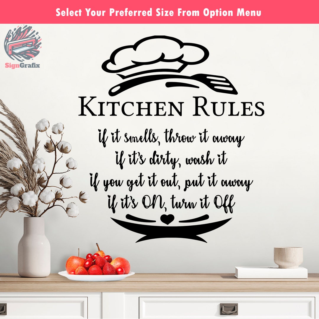 Kitchen Rules Vinyl Wall Decal: Kitchen Utensils Decor - Etsy