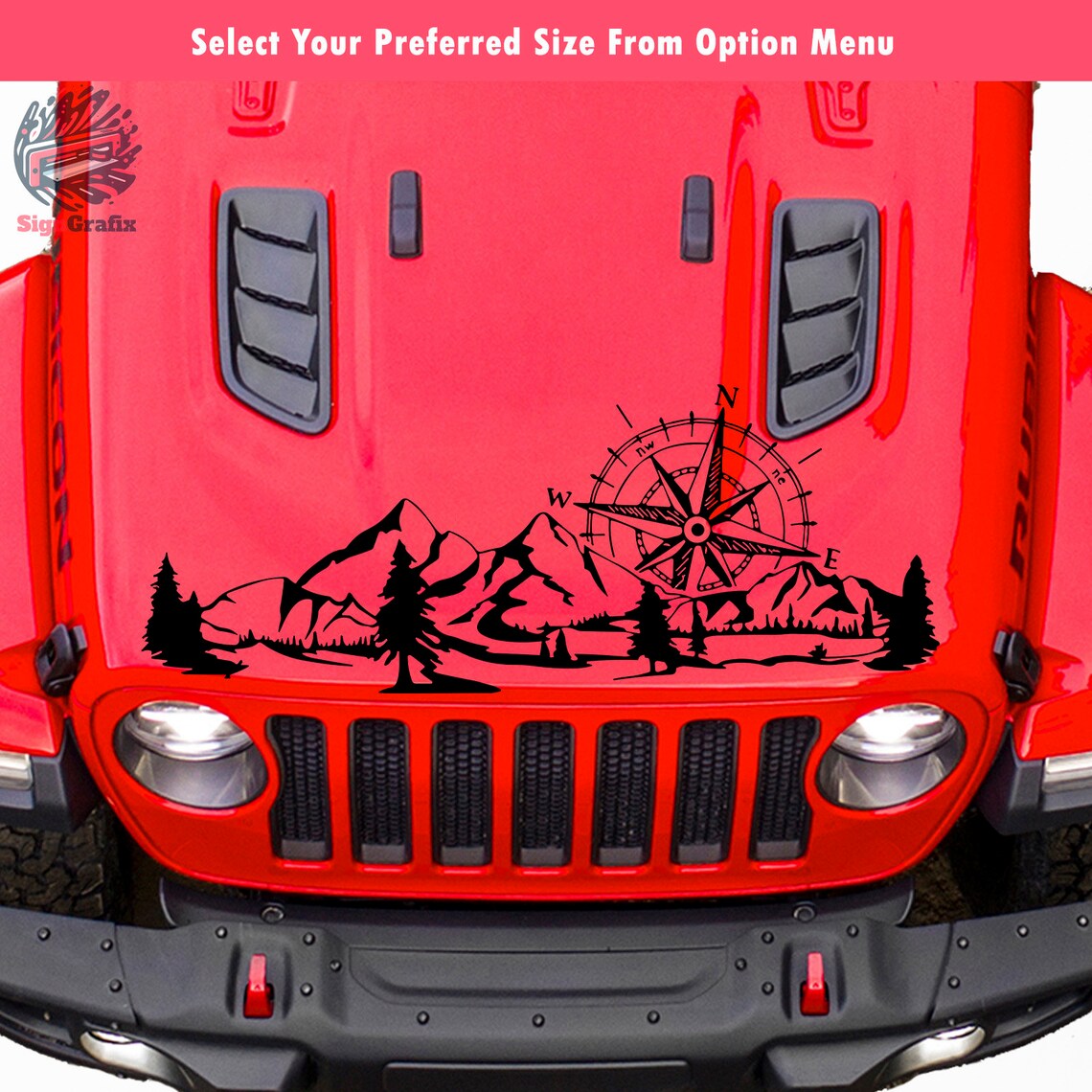 Compass Vinyl Decal Mountain Illustration Compass Vinyl Decal for RV ...